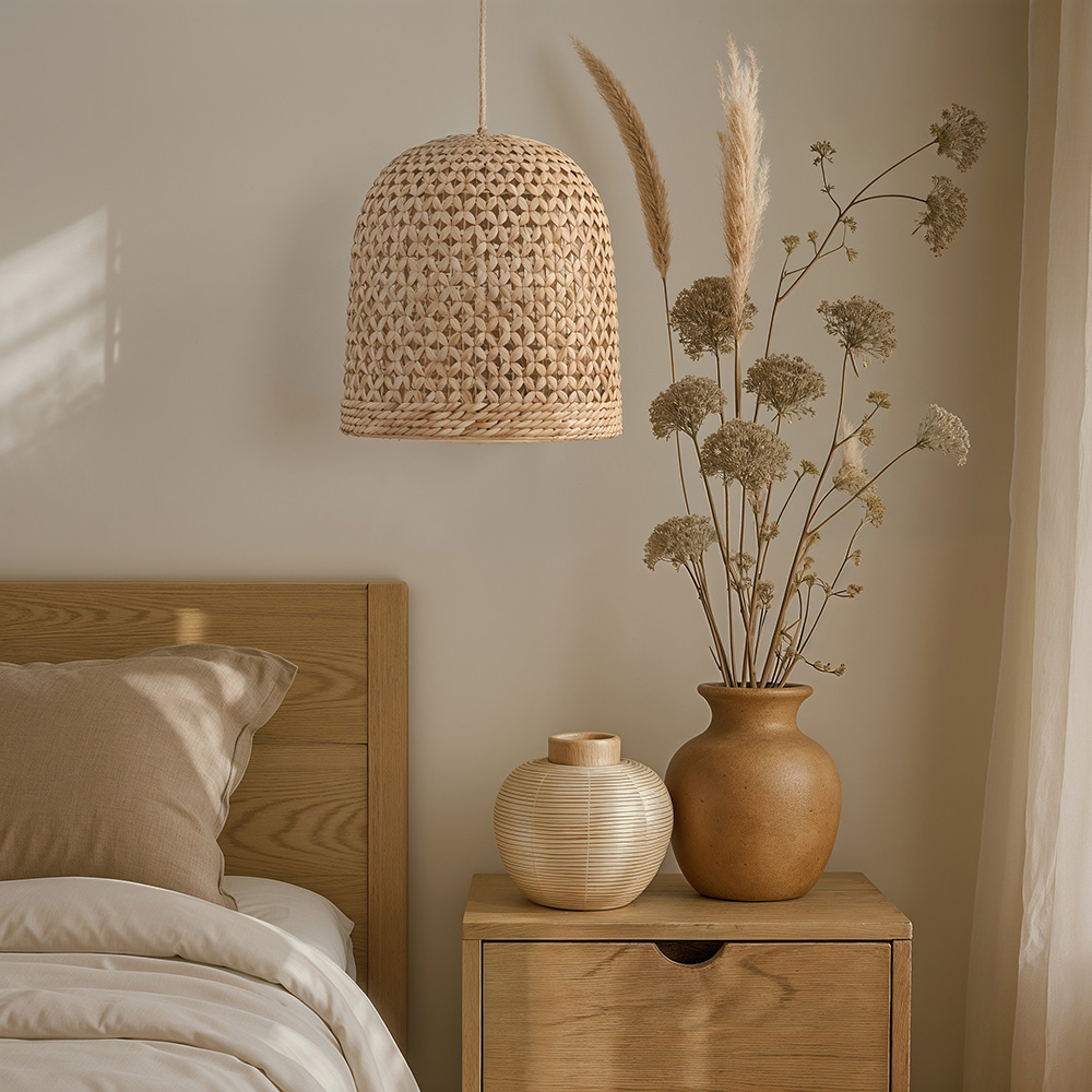 Rattan Ceiling Lamp - Boho Bali Design Pendant Lamp - 30cm- Rava ...