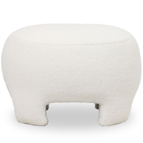 Upholstered Ottoman Pouf in Boucle Fabric Magnolia